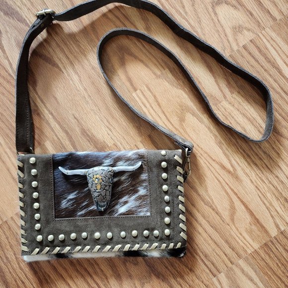 Handmade | Bags | Genuine Handmade Cowhide Leather Ribbited Crossbody ...